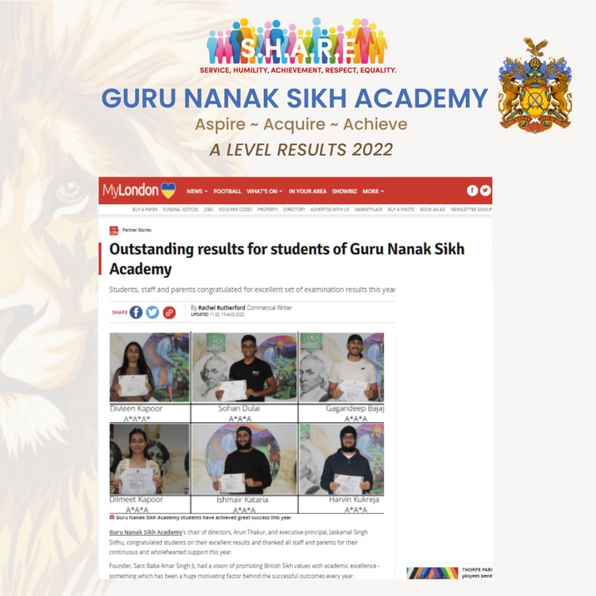 Guru Nanak Sikh Academy - Outstanding results for students of Guru ...